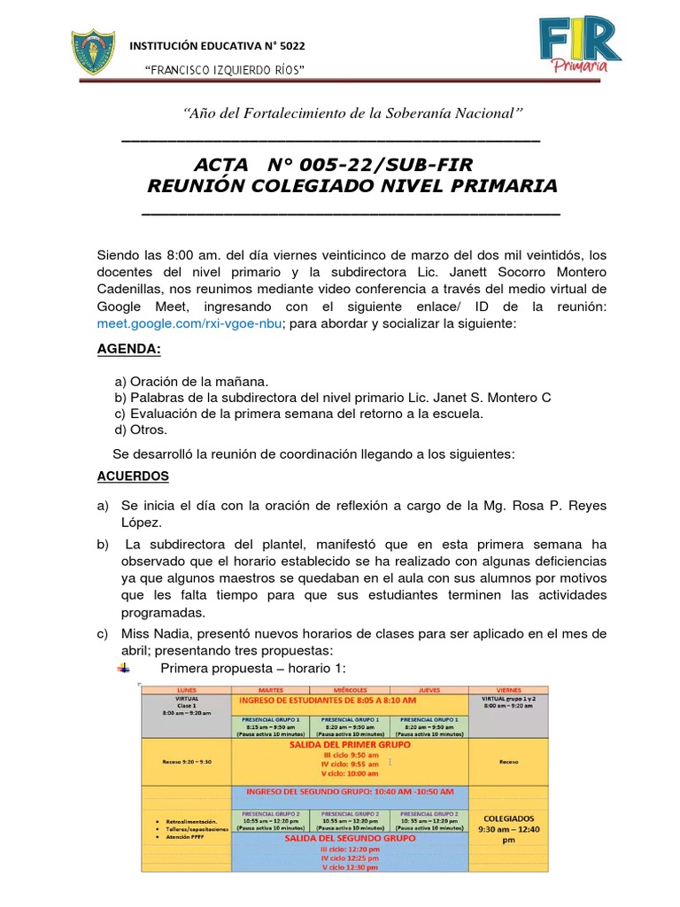 Acta Primaria #005 (25-03-22) Sub | PDF