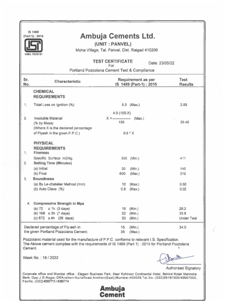 Ambuja PPC 19 2022 | PDF