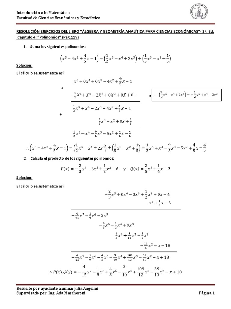 Resolución Ejercicios Del Libro "Álgebra Y Geometría Analítica para Ciencias Económicas"-3 . Ed ...