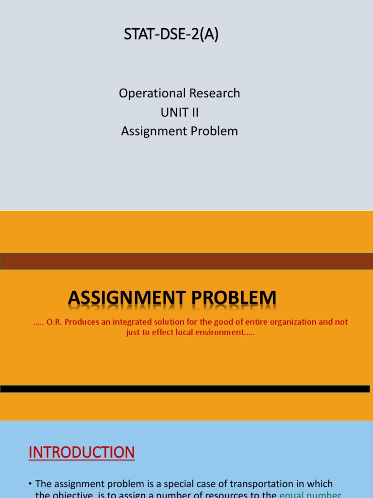 Assignment Problem | PDF | Matrix (Mathematics) | Mathematical Optimization