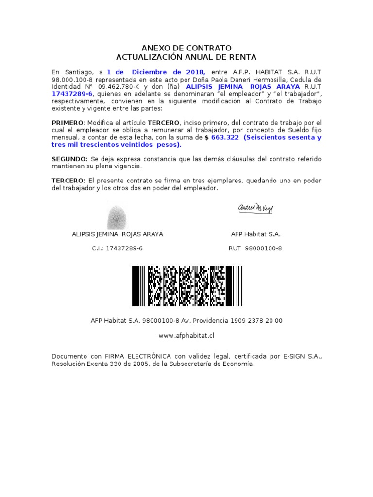 Anexo de Contrato Actualización Anual de Renta: 1 de Diciembre de 2018 ...