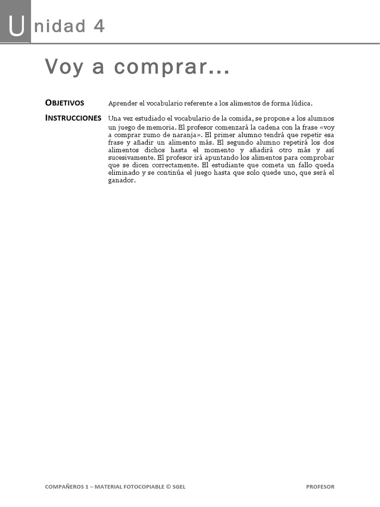 Compañeros 1 - Unidad 4 | PDF