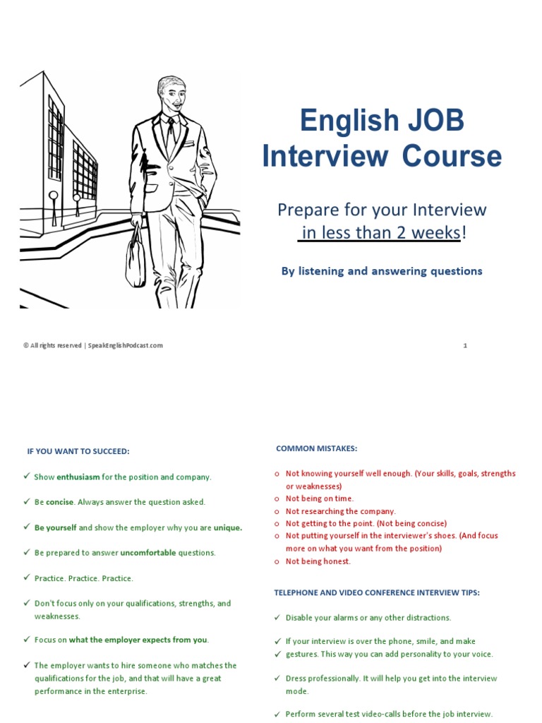 English JOB Interview Course: Prepare For Your Interview in Less Than 2 Weeks! | PDF | Job ...