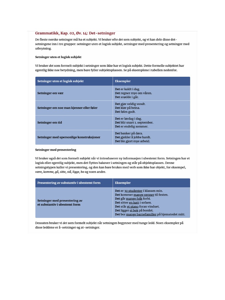 Det Setninger | PDF