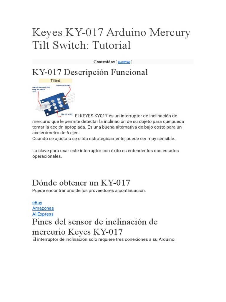 Tutorial de Interruptor de Inclinación KY-017 | PDF | Informática ...