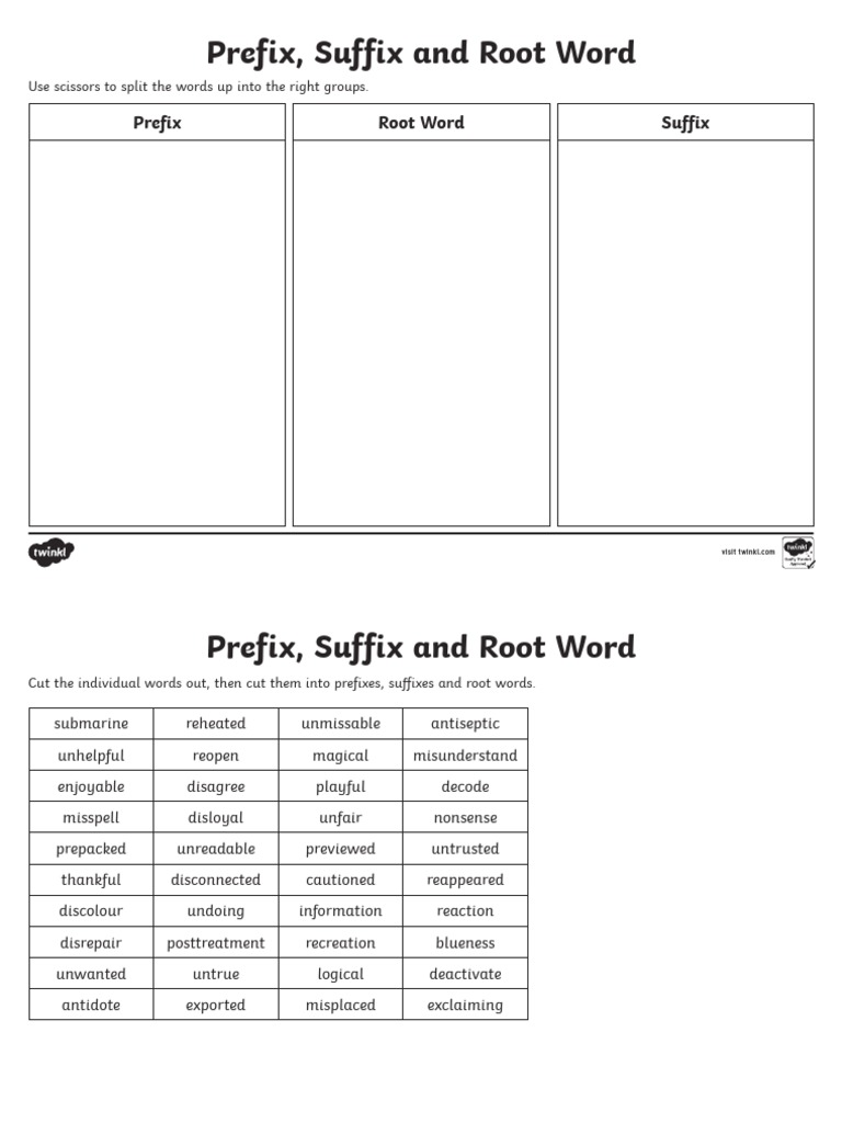 Prefixes, Suffixes, and Root Words Activity | PDF | Linguistics ...