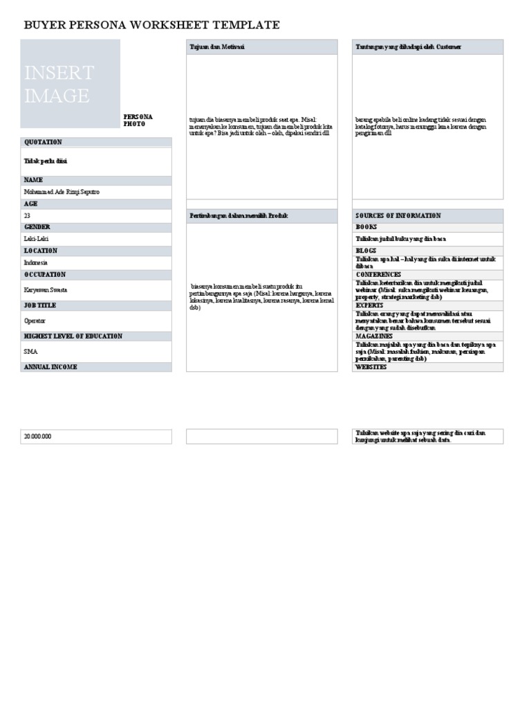 Buyer Persona Worksheet Indo | PDF