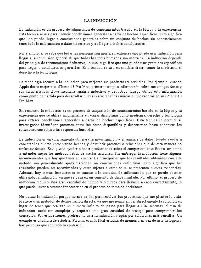 Inducción (Filosofía 1ºbach) | PDF | Razonamiento inductivo ...