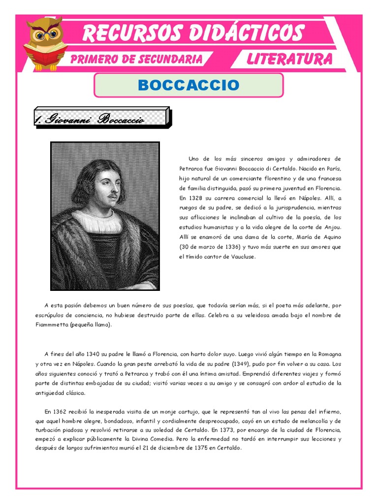 Biografía y obras de Giovanni Boccaccio | PDF | Giovanni Boccaccio | El ...