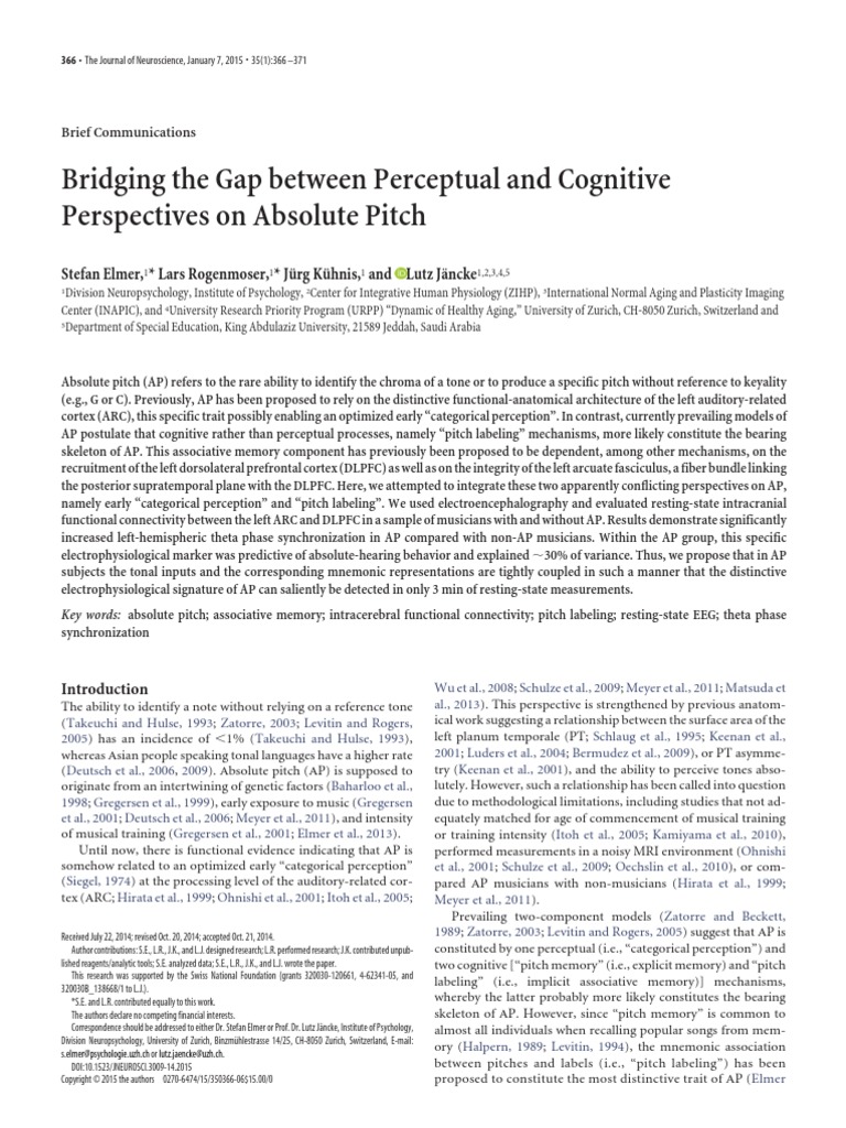 Bridging The Gap Between Perceptual and Cognitive Perspectives On ...