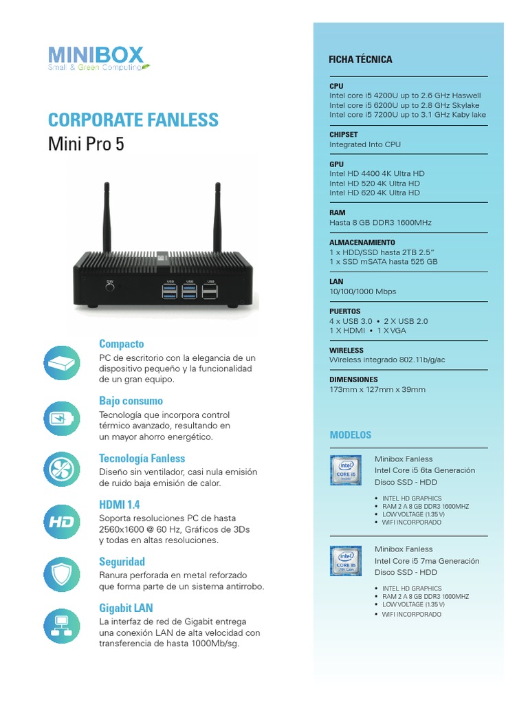 Minbox Intel Fanless Mini PRO 5 | PDF | Unidad de estado sólido | Disco ...