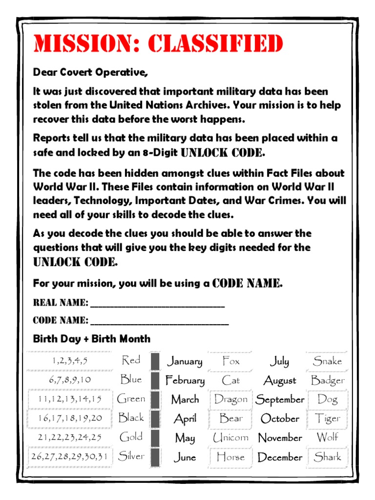 Activity - WWII - Escape The Room | PDF | World War II | Allies Of ...
