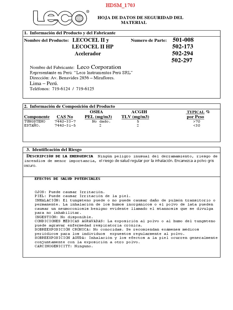 HDSM - 1703 - Lecocel Ii Acelerador - N.E | PDF | Agua | Química