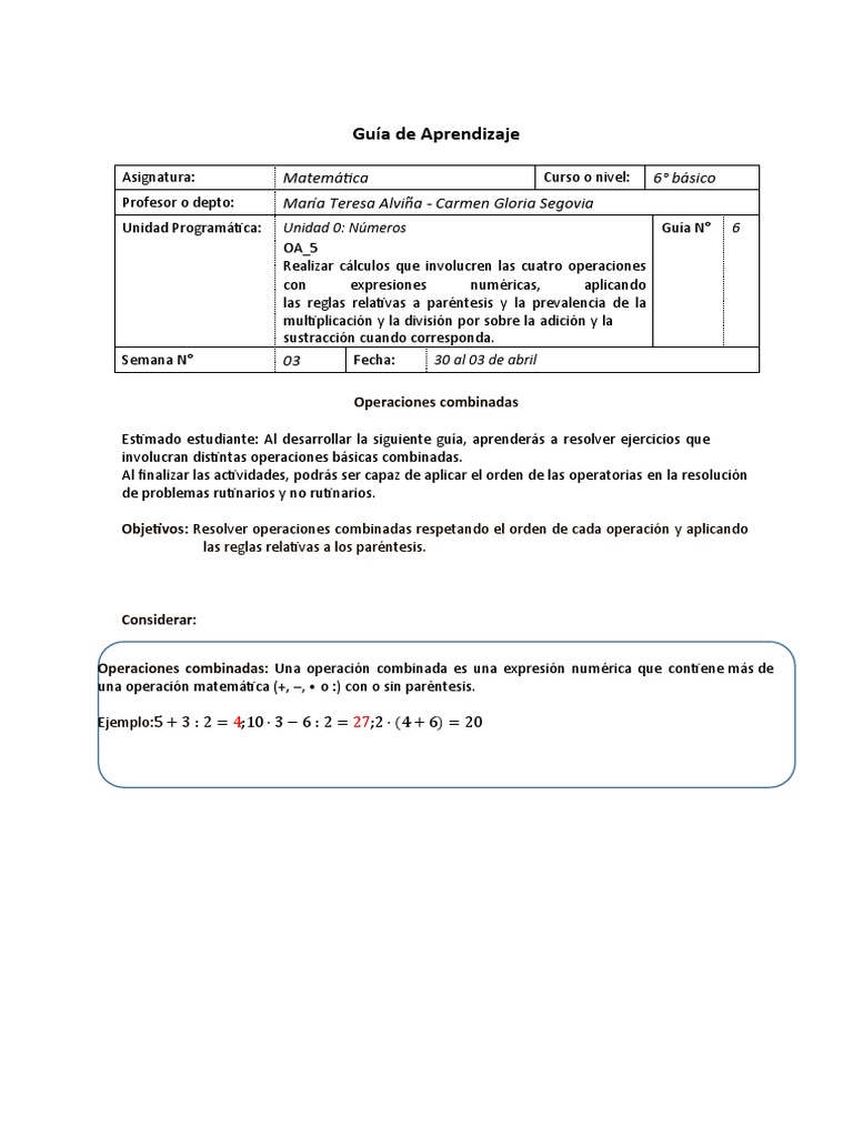 Operatoria Basica | PDF | Sustracción | Matemática Elemental
