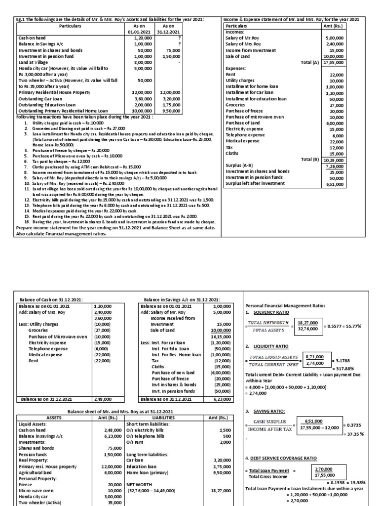 UNIT 1 PFP Classwork Sums Revised | PDF | Investing | Expense