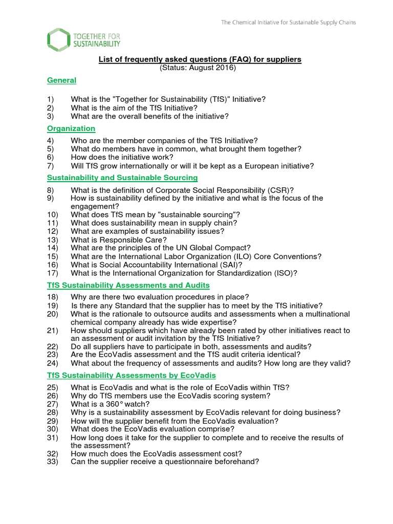TFS FAQs en | PDF | Supply Chain | Audit