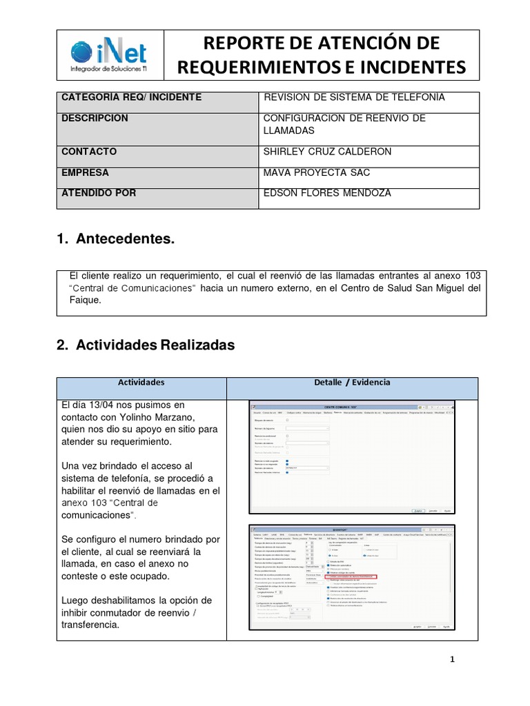 Reporte de Atencion Telfonia Faique 13-04 | PDF | Informática ...