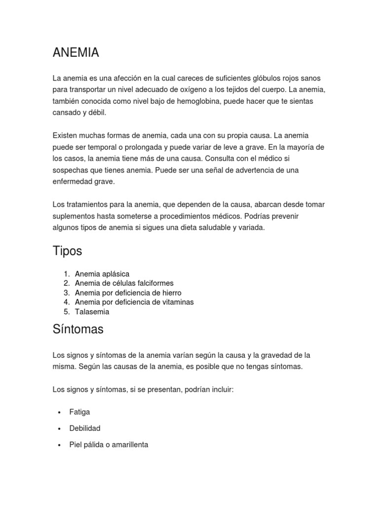ANEMIA | PDF | Anemia | Sangre