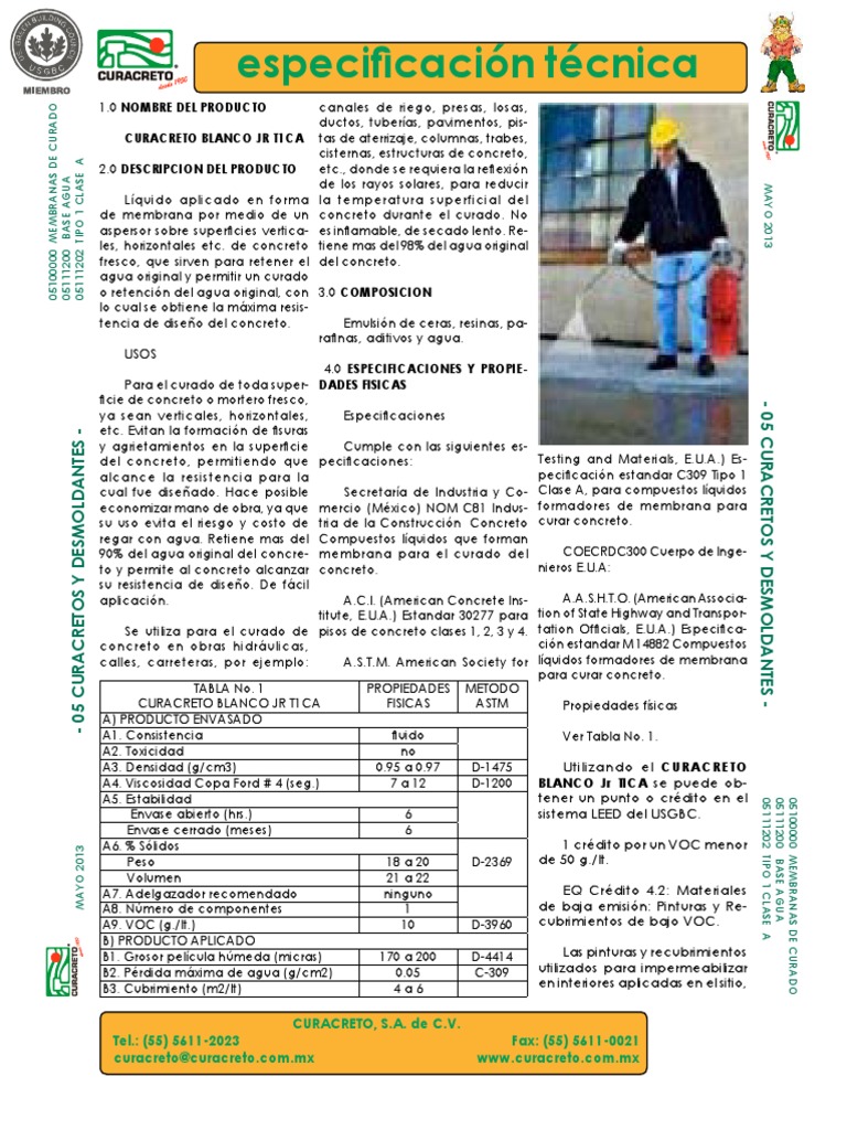 Curacreto Blanco | PDF | Hormigón | Agua