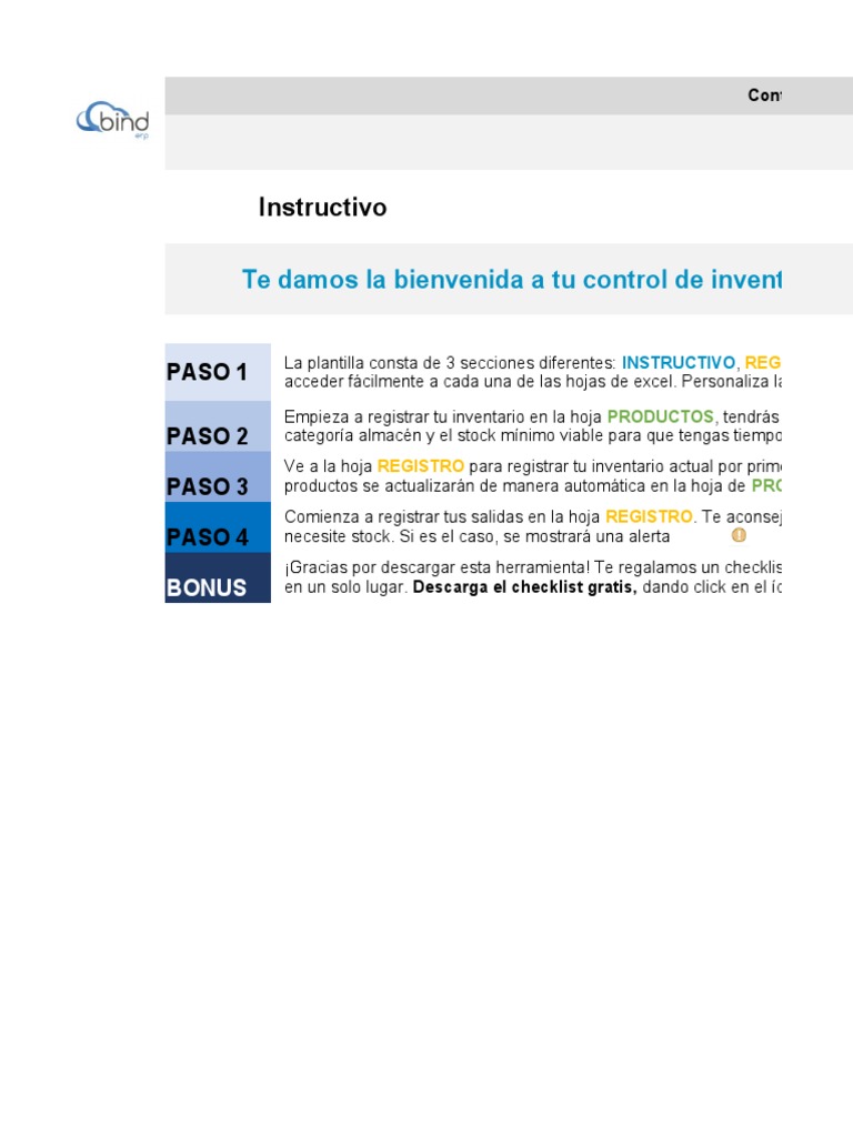 Plantilla Control Basico inventario-Bind-ERP | PDF