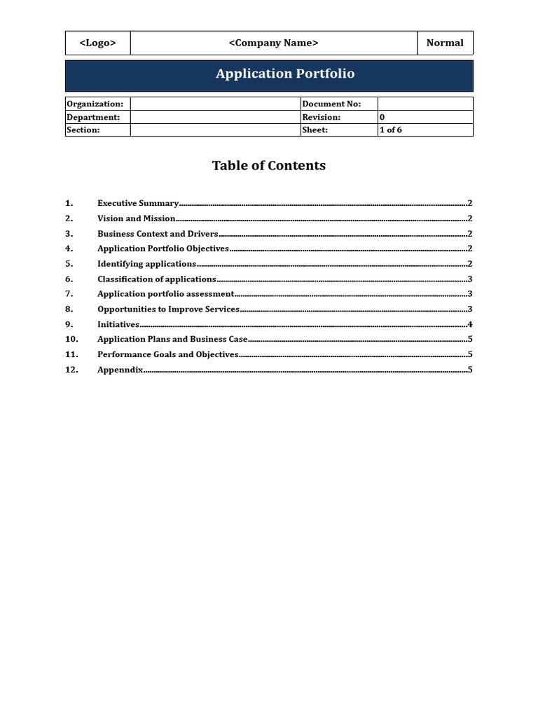 Application Portfolio Template | Download Free PDF | Application ...