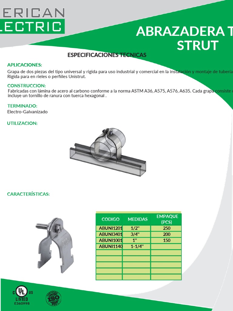 2.2 CMA - ACL - Ficha Técnica Abrazadera Strut | PDF
