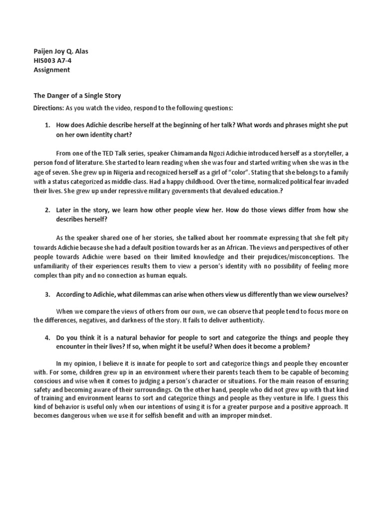 The Danger of A Single Story | PDF | Experience | Stereotypes