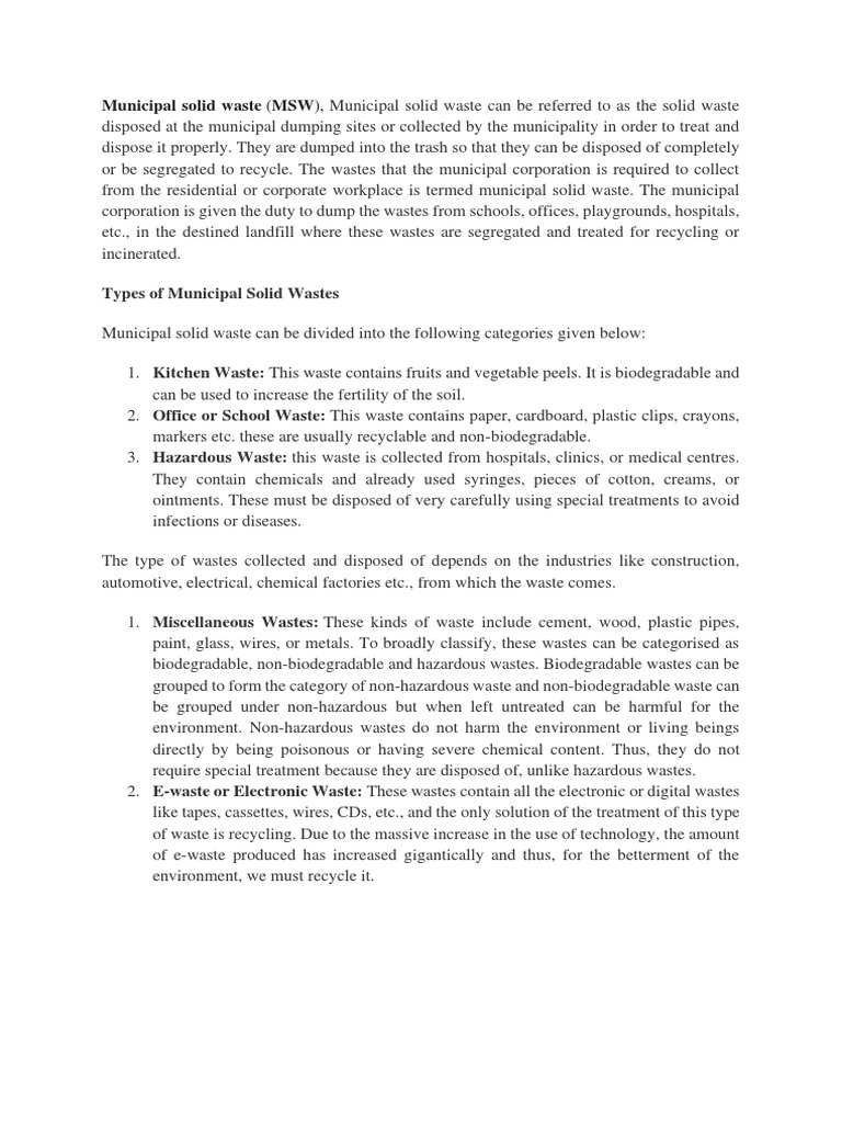2.municipal Solid Waste | PDF | Waste | Landfill