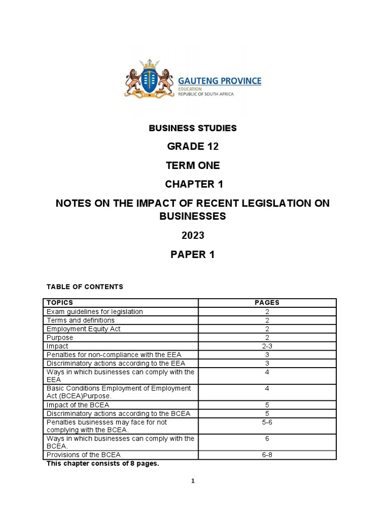 2023 GR 12 Week 2 Notes On Legislation | PDF | Overtime | Employment