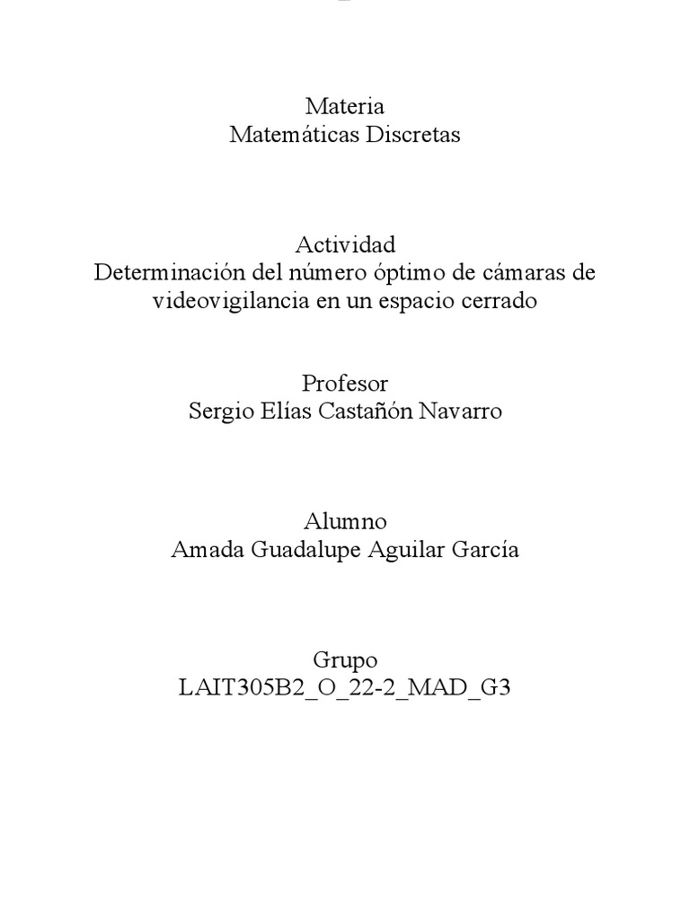 Evaluacion Final - Actividad Integradora. Determinación Del Número Óptimo de Cámaras de ...