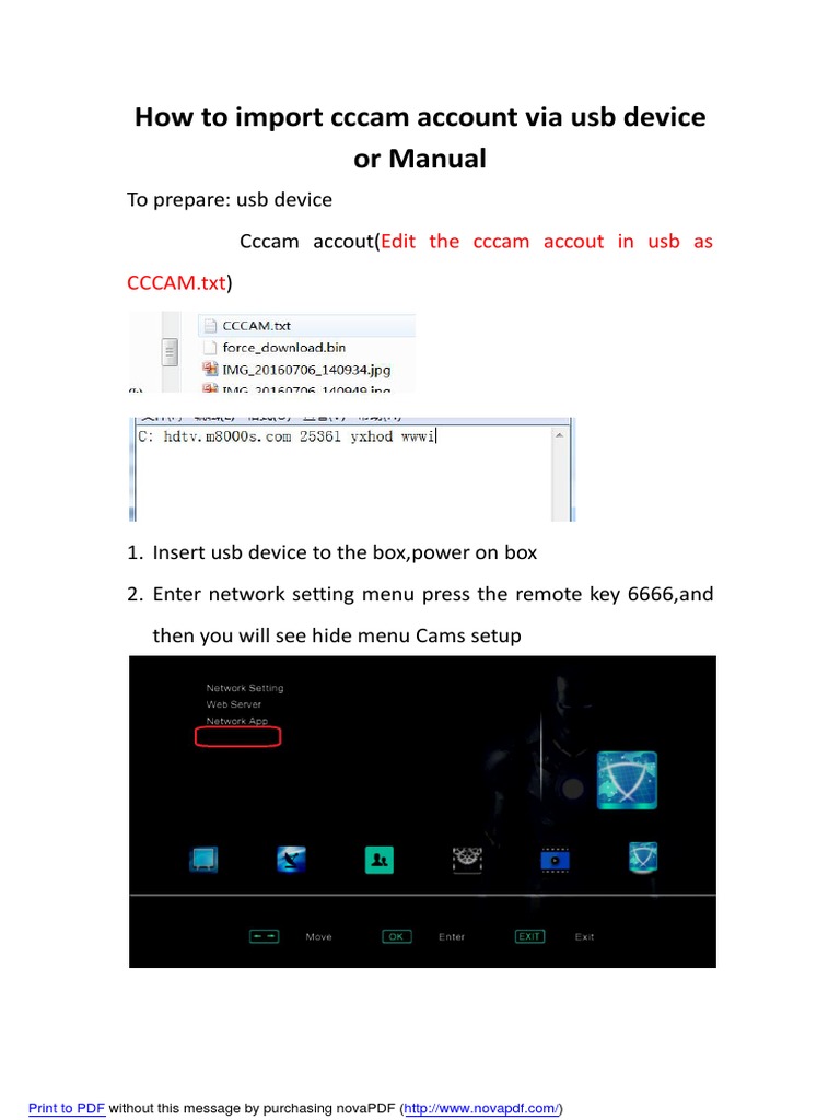 V9-V9S-How To Import Cccam Account Via Usb Device or Manual | PDF