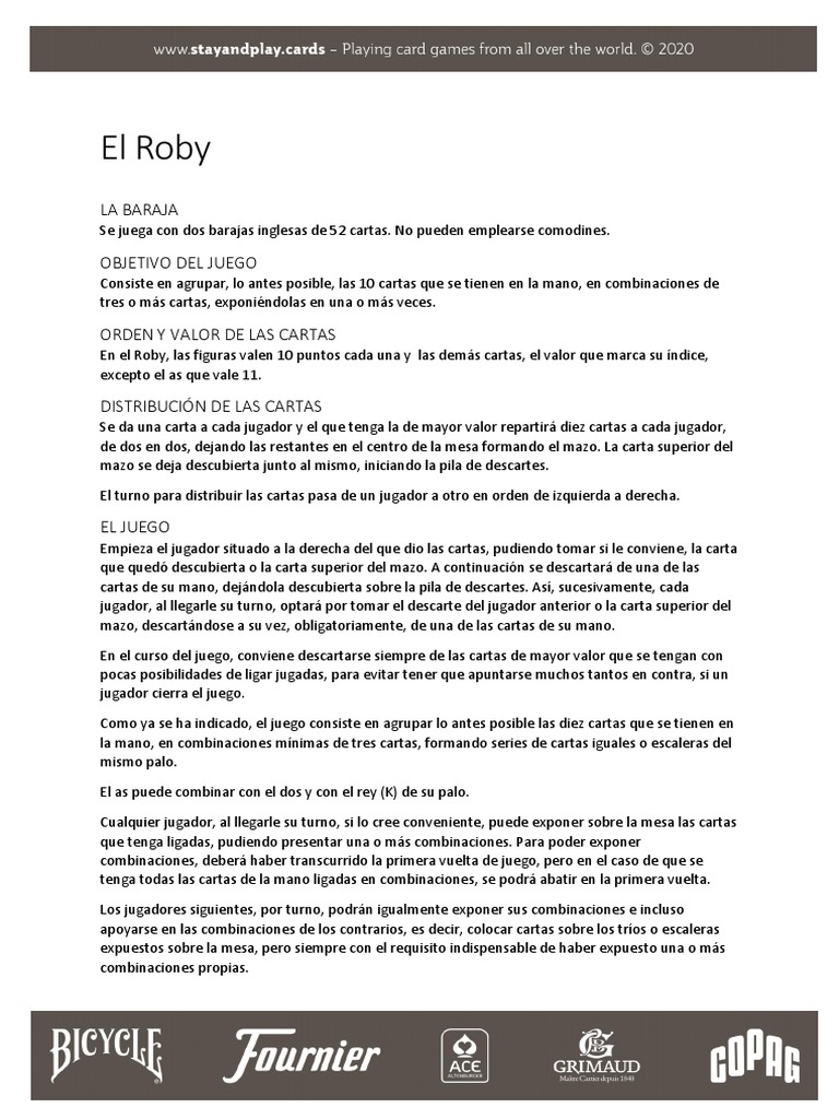 El Roby Game Rules | PDF | Dispositivos de juego | Deportes