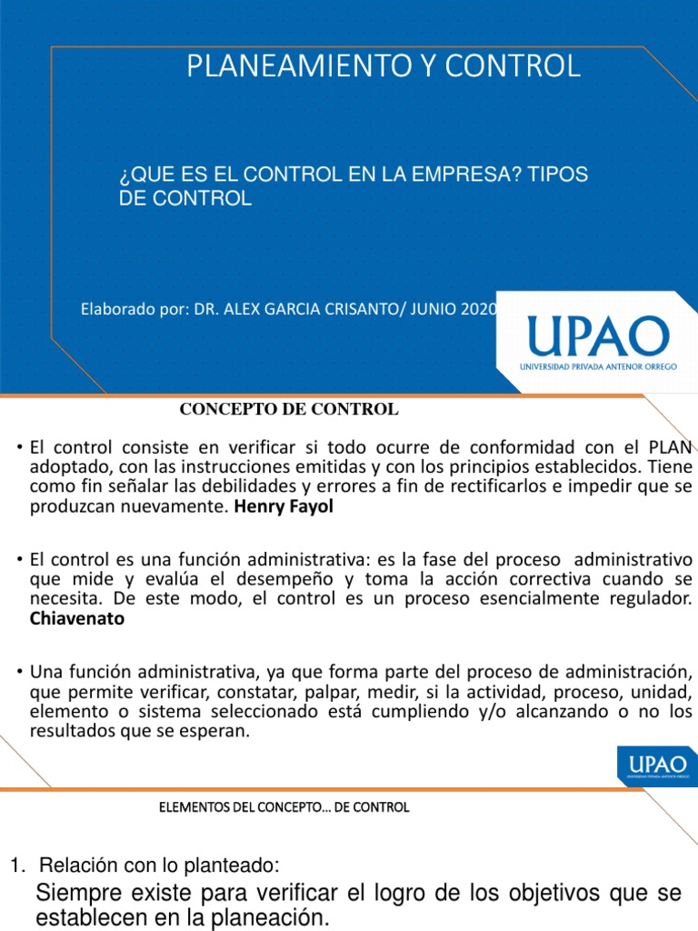 Planificación y control: conceptos clave del control empresarial | PDF ...