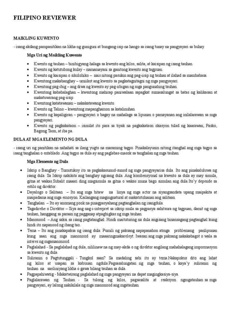 FILIPINO-REVIEWER | PDF