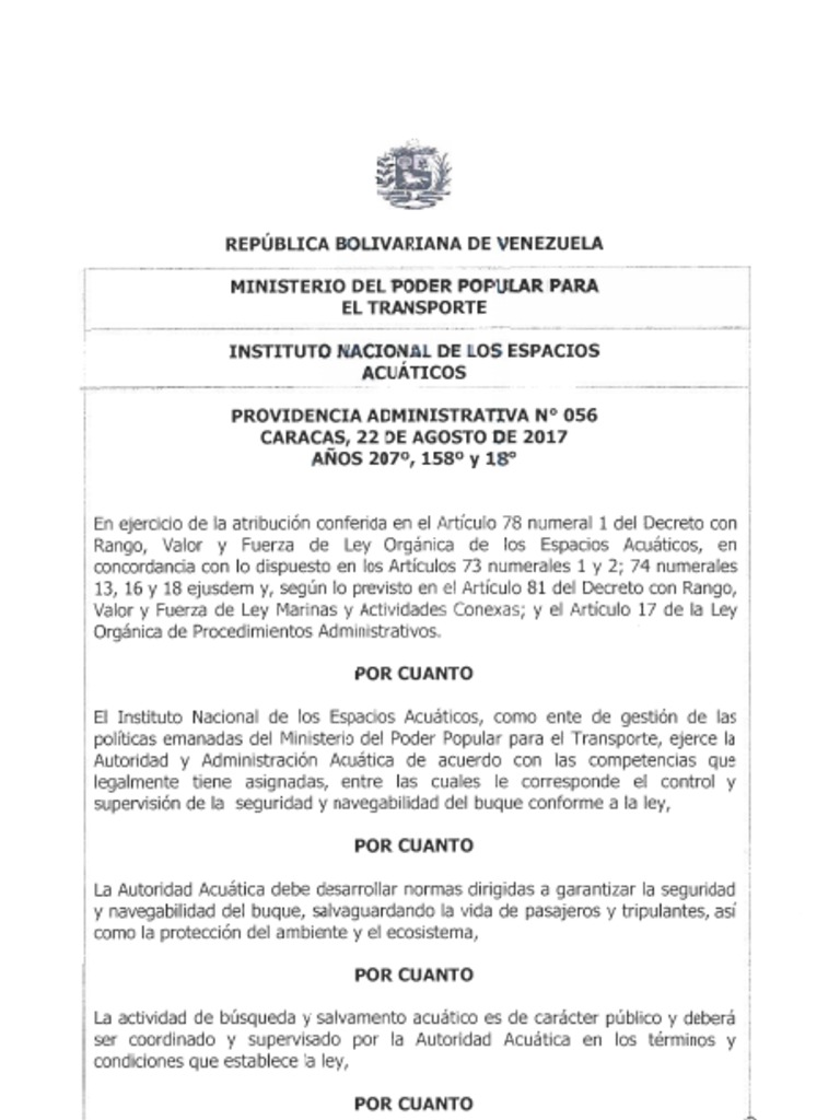 Providencia 056 Normas Equipamiento Segumar | PDF