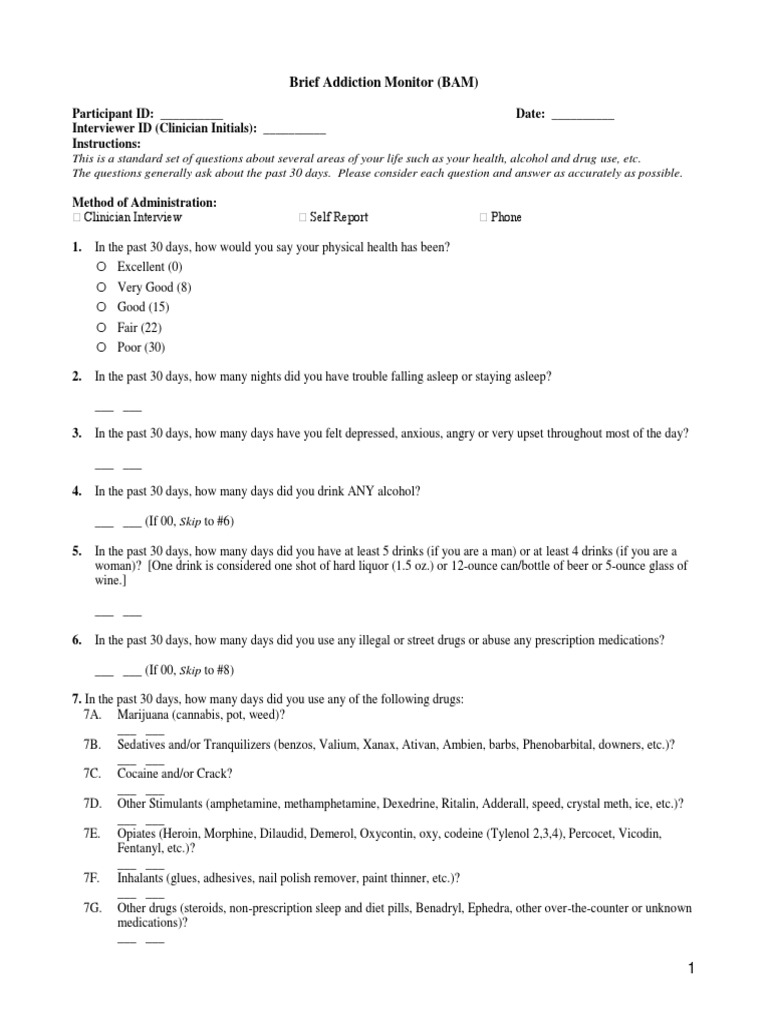 Assessing Addiction Recovery: A Standardized Questionnaire for ...