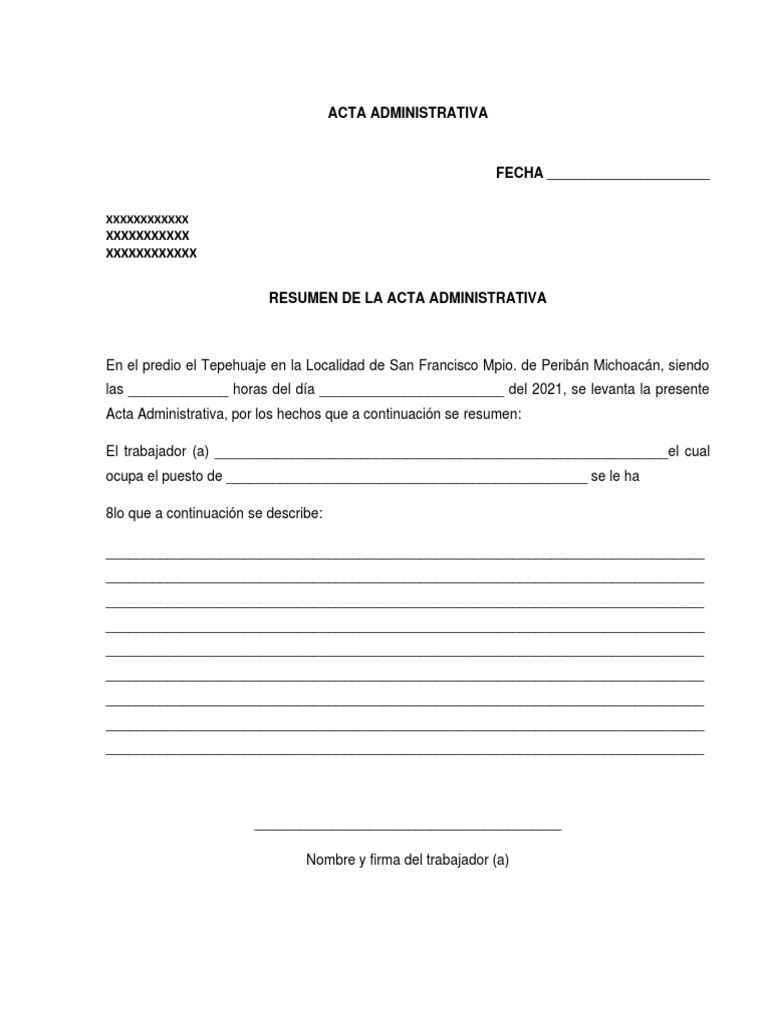 Ejemplo De Acta Administrativa Laboral Reverasiteejemplo De Una Acta ...
