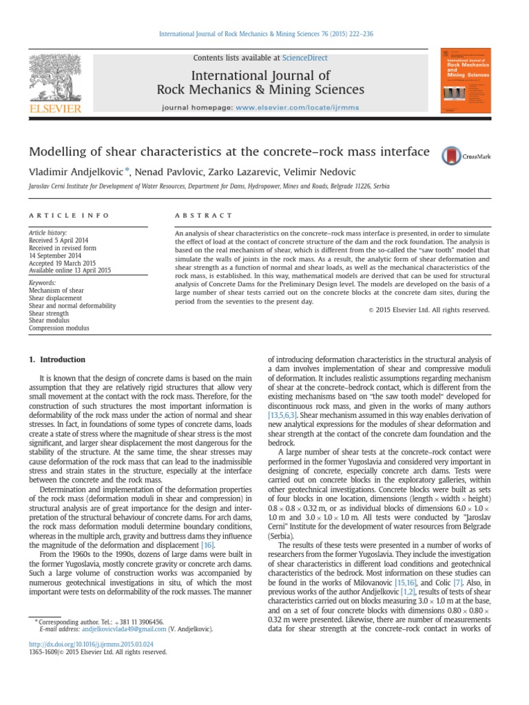 Andjelkovic 2015 - Modelling of Shear Characteristics at The Concrete ...