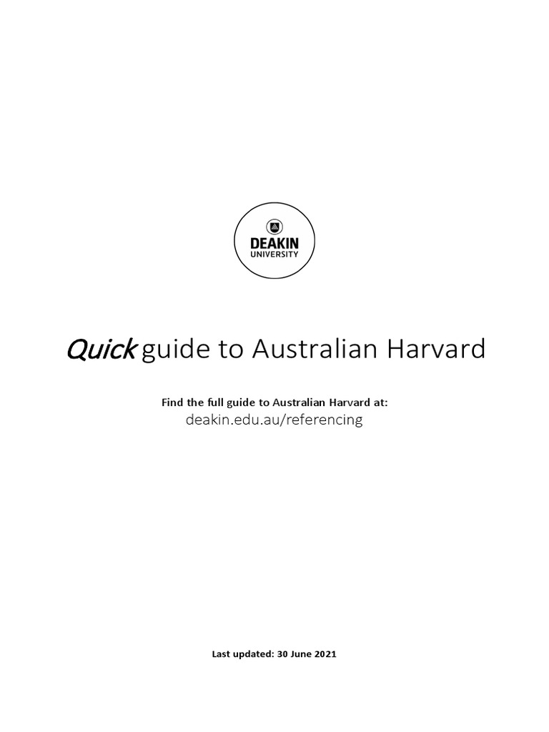Deakin Quick Guide To Australian Harvard | PDF | Digital Object Identifier