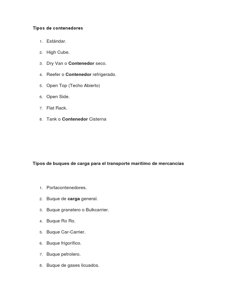 Tipos de Contenedores | PDF