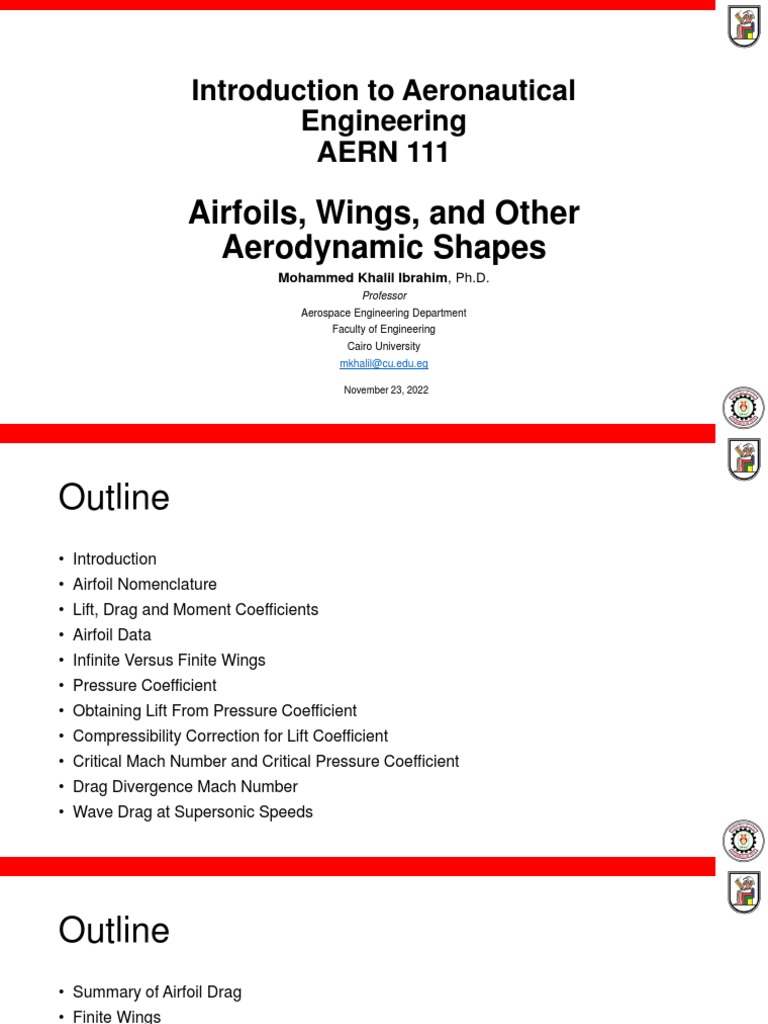 Introduction To Aeronautical Engineering AERN 111: Airfoils, Wings, and ...