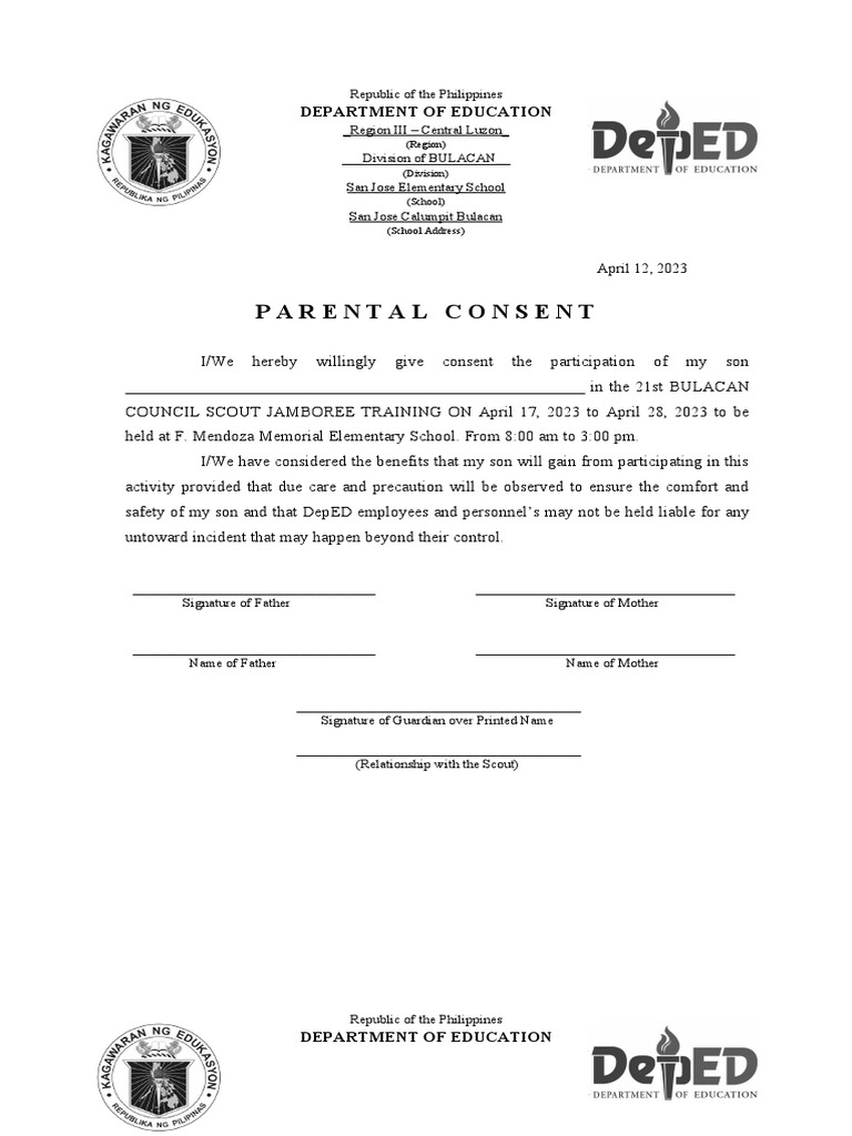 Parent Permit 2023 | PDF | Social Institutions