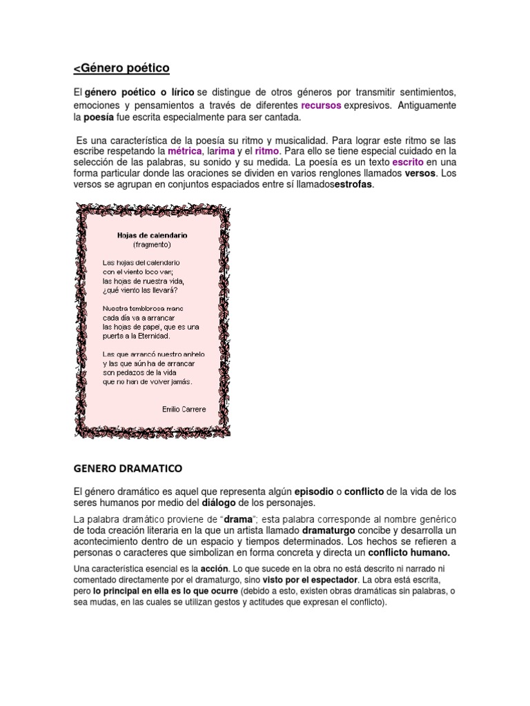 Género poético | Narración | Poesía