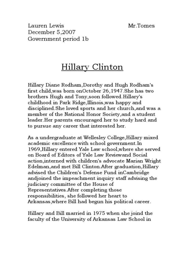 Hillary Clinton | PDF | Hillary Clinton | American Government