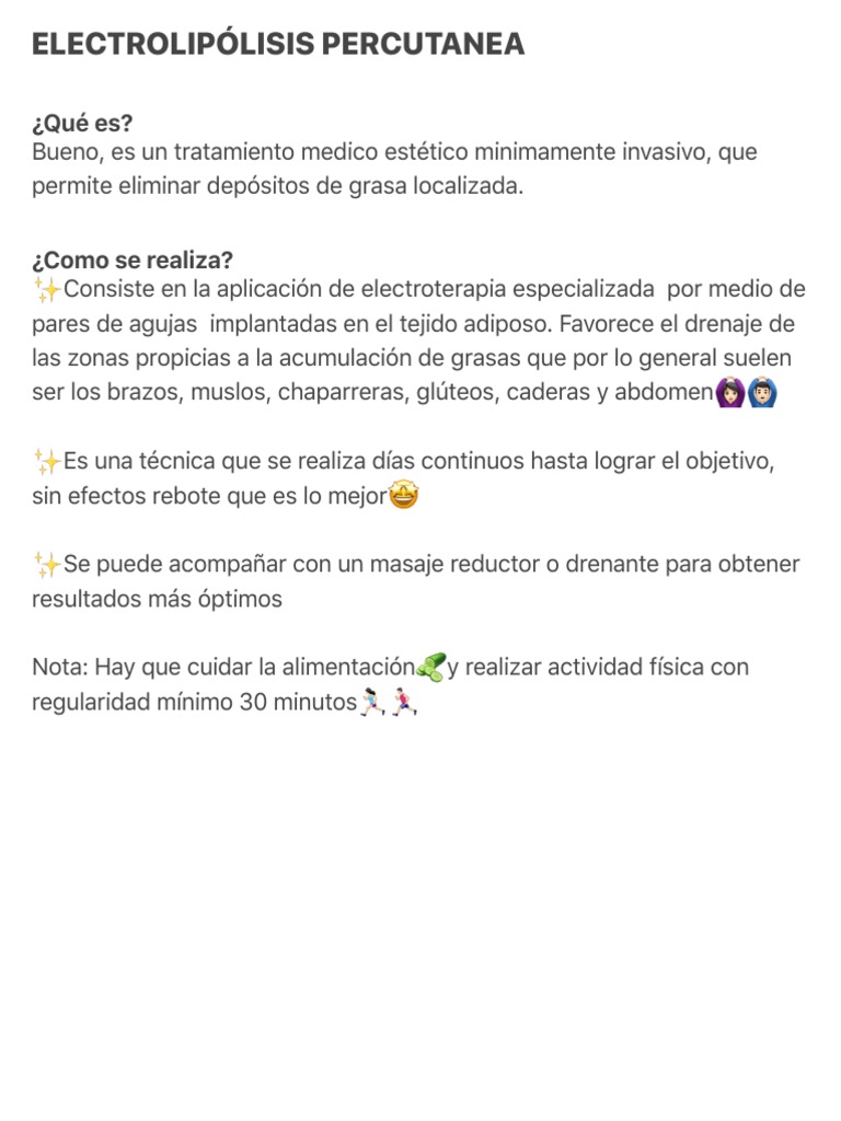 Electrolipólisis Percutanea | PDF