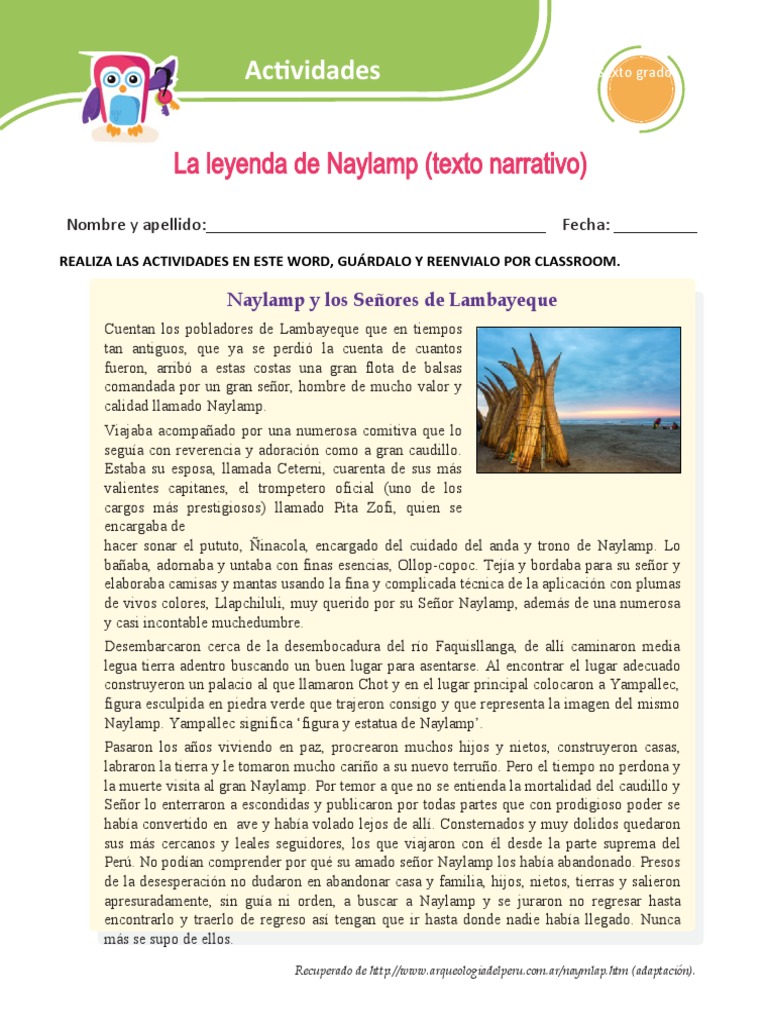 Actividades de Lectura: Naylamp | PDF | Ciencias sociales