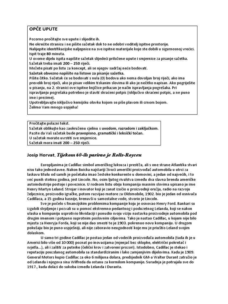 Sažetak Zadatak Za Pisanje | PDF