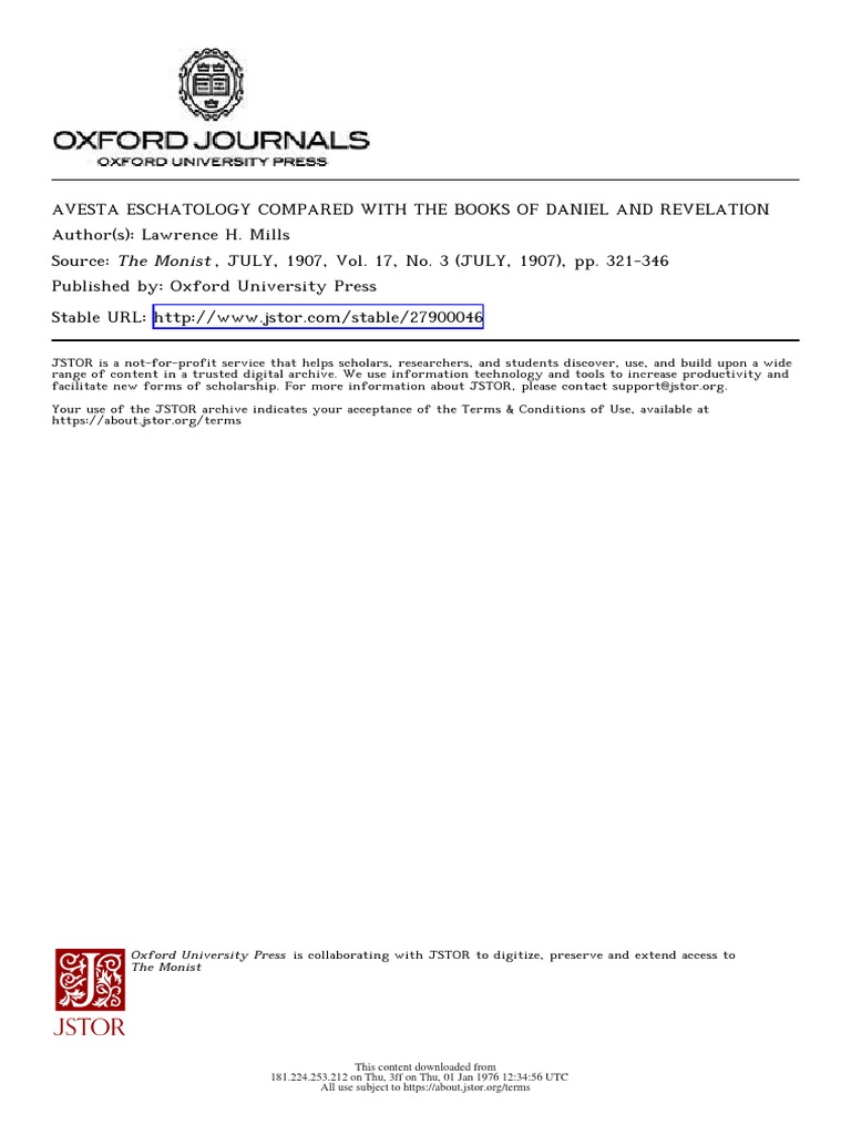 A Comparison of Avestan Eschatology with the Books of Daniel and ...