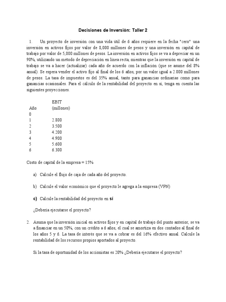Taller2 DM | Descargar gratis PDF | Depreciación | Economía Financiera