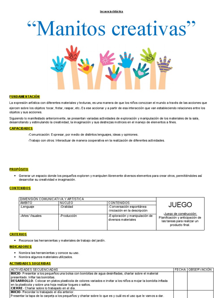 4 - Secuencia manitos creativas | PDF